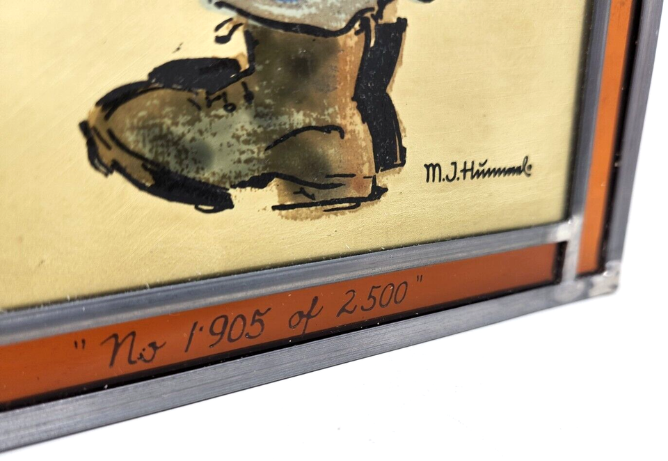 M.J. Hummel, The Postman Handpainted Glass, Boy Delivering Mail #'d out ...