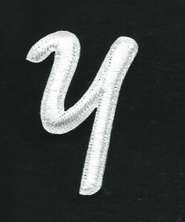 5/8" White Script Cursive Alphabet Lowercase Letter y Embroidered Patch ...