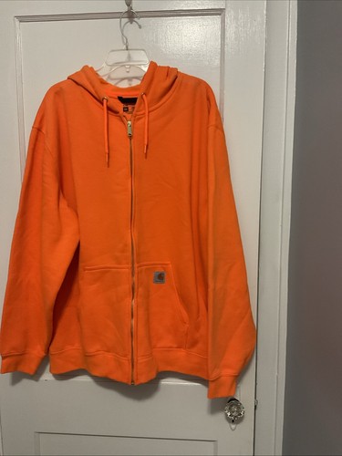 NWOT Carhartt Mens Loose Fit Midweight Full Zip Hoodie 2XL Safety Brite ...