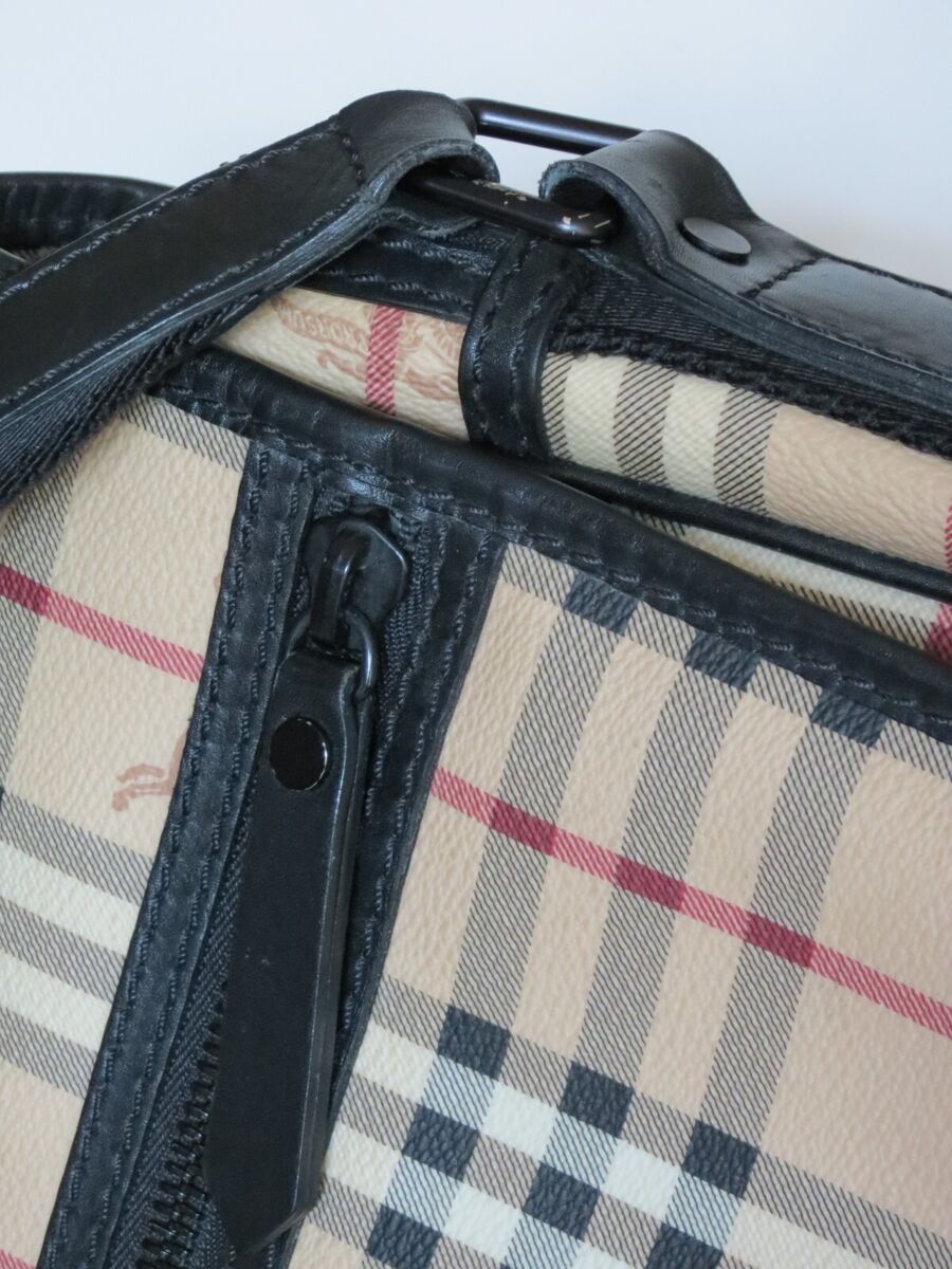 Unisex BURBERRY Beige/Black Haymarket Check PVC Canvas and Unisex BURBERRY Beige/Black Haymarket Check PVC Canvas and