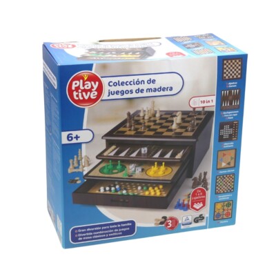 Playtive Brettspiel-Sammlung 10in1 en Bois Grand Jeu 1-6 Joueur à ...