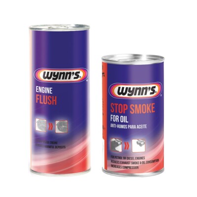 Wynns Engine Flush Cleaner + Exhaust Oil Stop Smoke Additive - Petrol ...