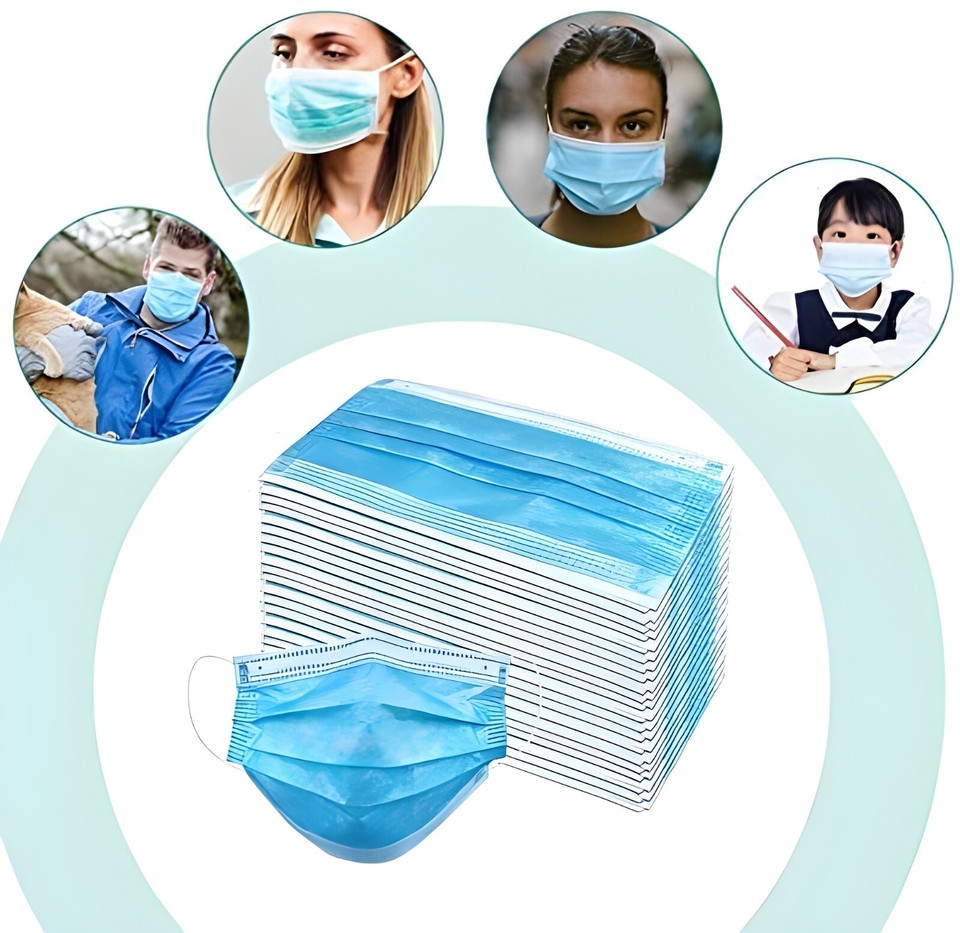 VOS 3-Ply Disposable Face Mask With Ear loop - For Home, Office, School ...
