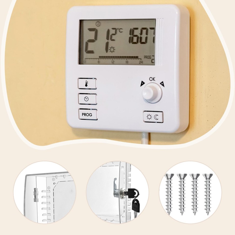 Transparent Thermostat Security Box 21x6.5x14.5cm Keyed Locking Cover ...