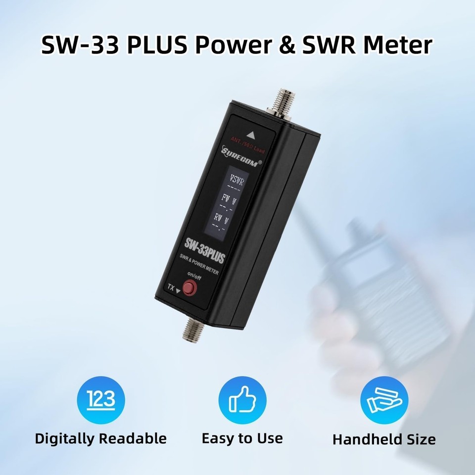 SW-33 Plus 100W Mini Digital VHF UHF Two-Way Radio Handheld Power & SWR ...