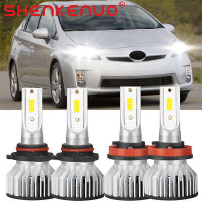 For Toyota Prius 2010-2017 4x 9005 H11 LED Headlight High Low Beam ...