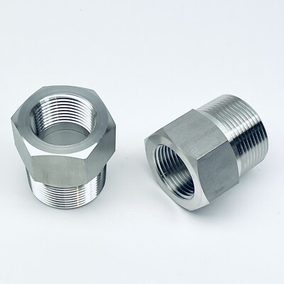 2-PACK 1" FEMALE X 1-1/4" MALE, STAINLESS STEEL 316 HEX COUPLING ...