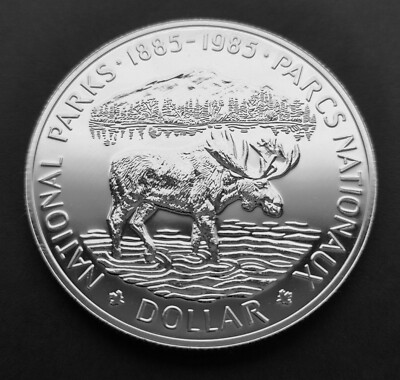 CANADA 1985 BRILLANT SILVER DOLLAR *** 1885 - 1985 NATIONAL PARKS ...