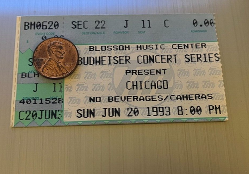 Chicago Concert Ticket Stub 6/20/93 Cleveland Ohio Blossom Music Center ...