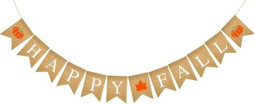 Happy Fall Burlap Banner - Thanksgiving & Harvest Home Decor, Pumpkin ...