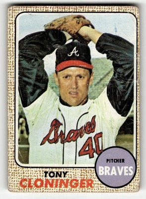 1968 Topps Tony Cloninger #93 Atlanta Braves LOW MID GRADE FILLER | eBay