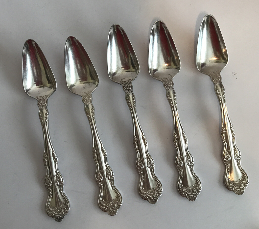 SET 5 HOLMES & EDWARDS XIV SILVERPLATE ORIENT VENICE PATTERN FRUIT ...