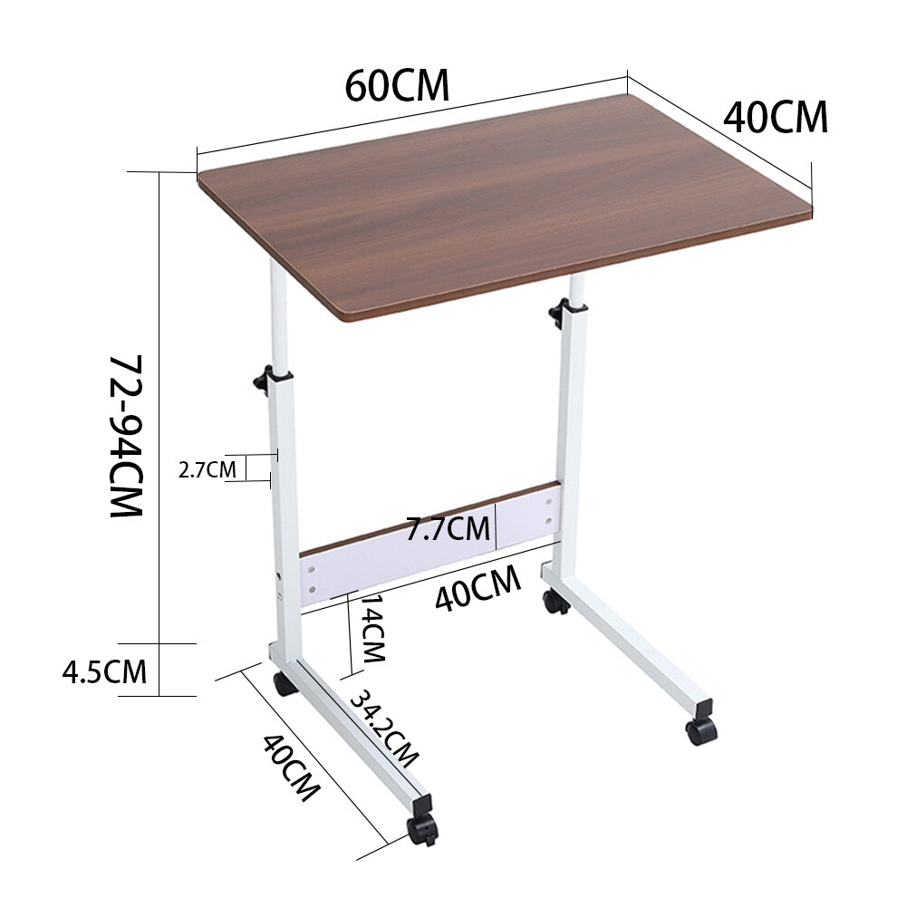 Mobile Over Bed Chair Table Overbed Height Adjustable Laptop Serving ...