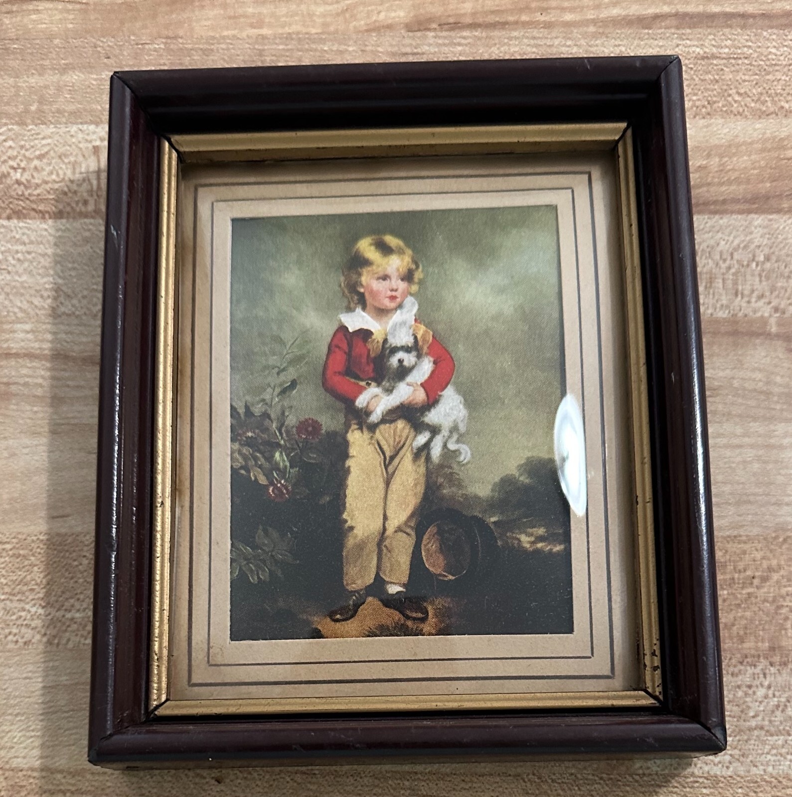 Vintage Wood Framed Master Simpson Devis Print Boy With Dog Convex ...