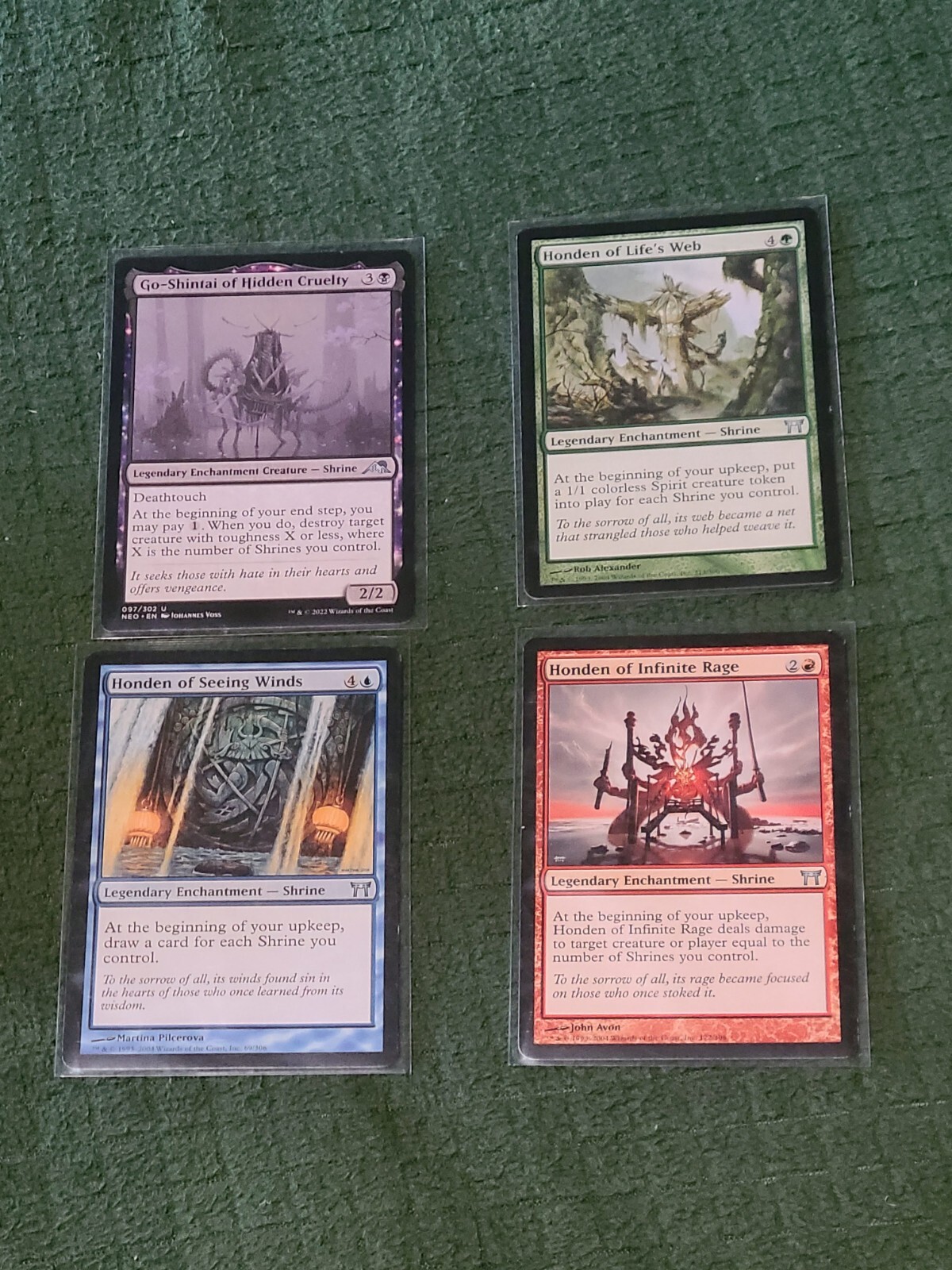 MTG Enchantment x4 Honden of Infinite Rage,Go Shintai of Hidden Cruelty ...