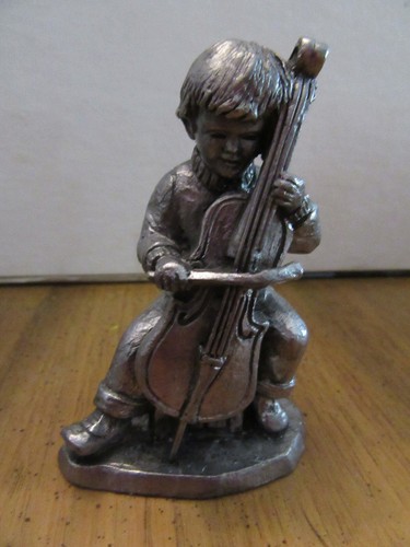 Michael Ricker pewter boy figurine playing a cello | eBay