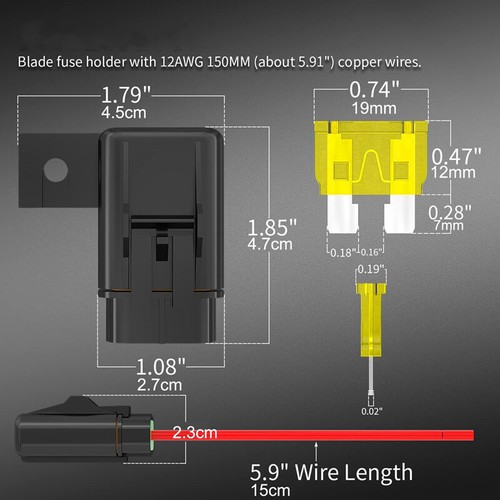 12AWG Car Marine Waterproof Wire Harness ATC/ATO 20A/30A/40A Blade Fuse ...