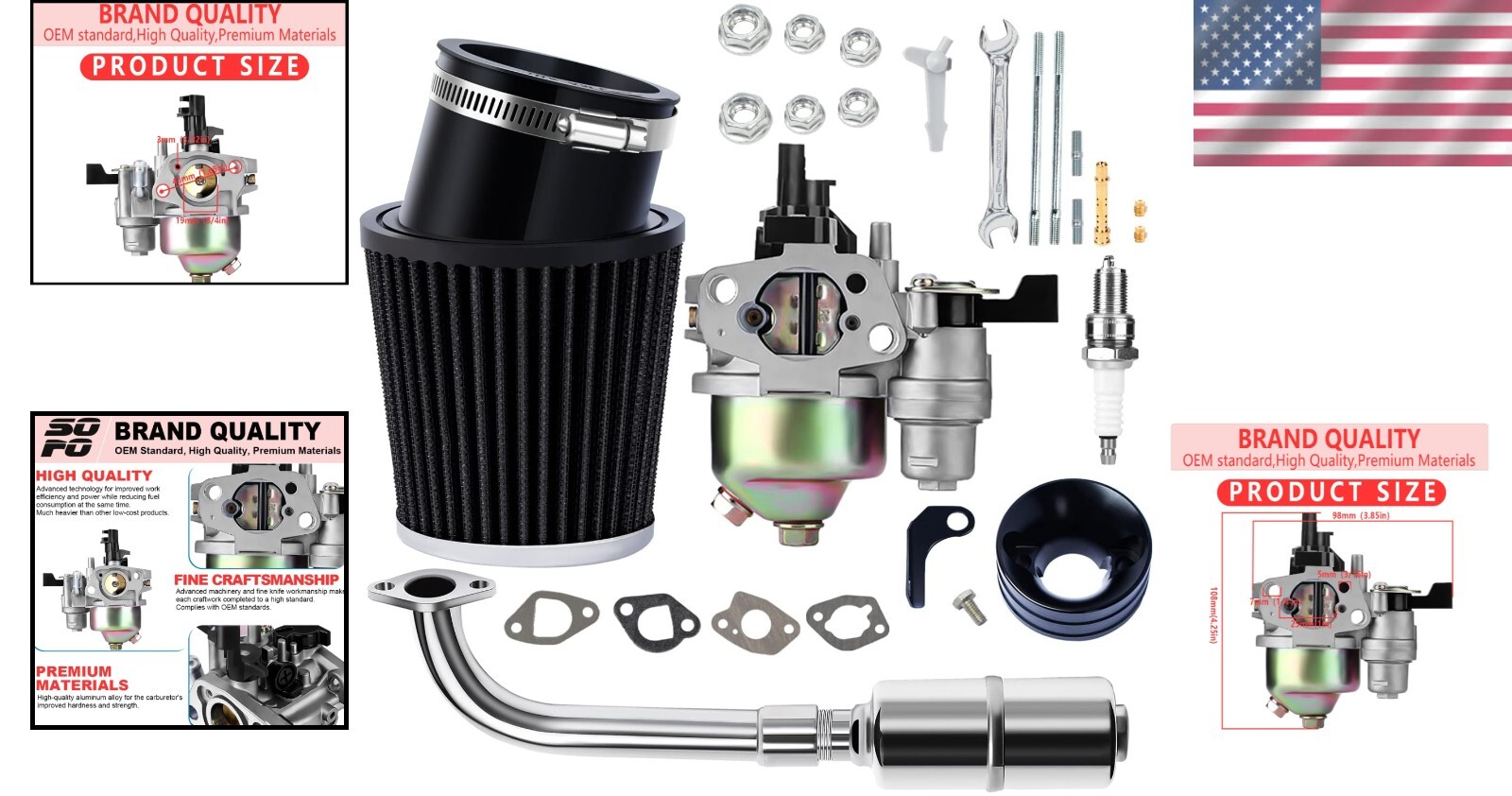 Quality Predator 212 Performance Turbo Kit - Carburetor & Exhaust Pipe ...