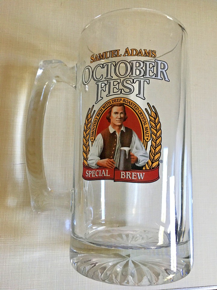 Vintage Samuel Adams Octoberfest Large Clear Glass Beer Mug/Stein ...