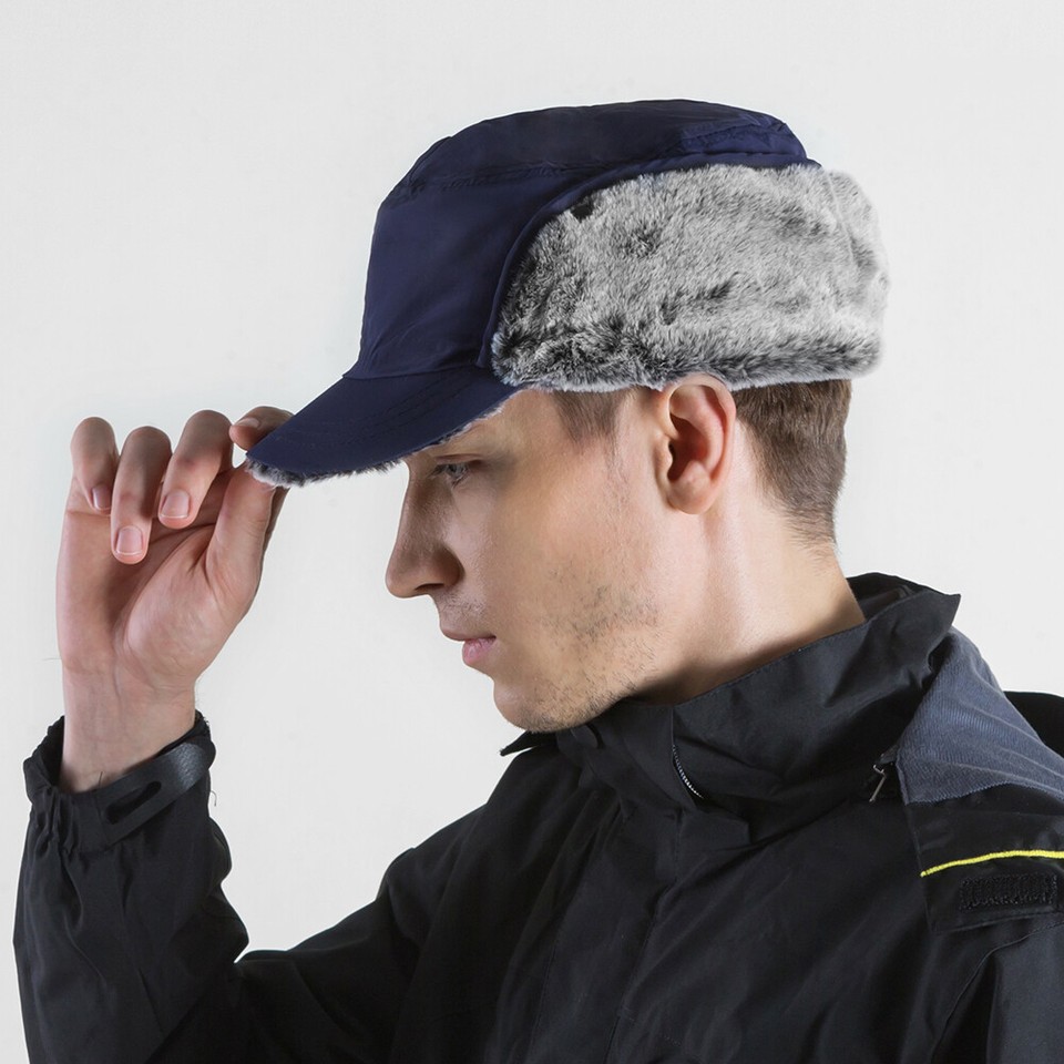 Winter Padded Hat Ear Flaps Thermal Hats Cold Weather Flat Caps Warm ...