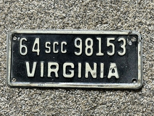 1964 VIRGINIA License Plate *** SSC ** STATE COMMERCE COMMISSION ...