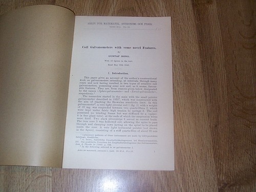 Coil Galvanometers With Some Novel Features by Gustaf Ising PB ILLUS ...