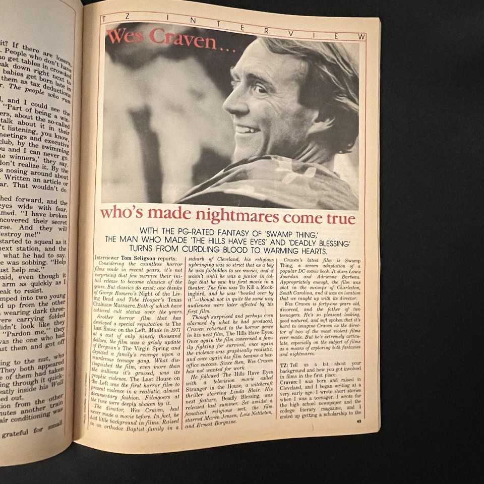 Twilight Zone Magazine February 1982 Rod Serling Wes Craven Swamp Thing ...