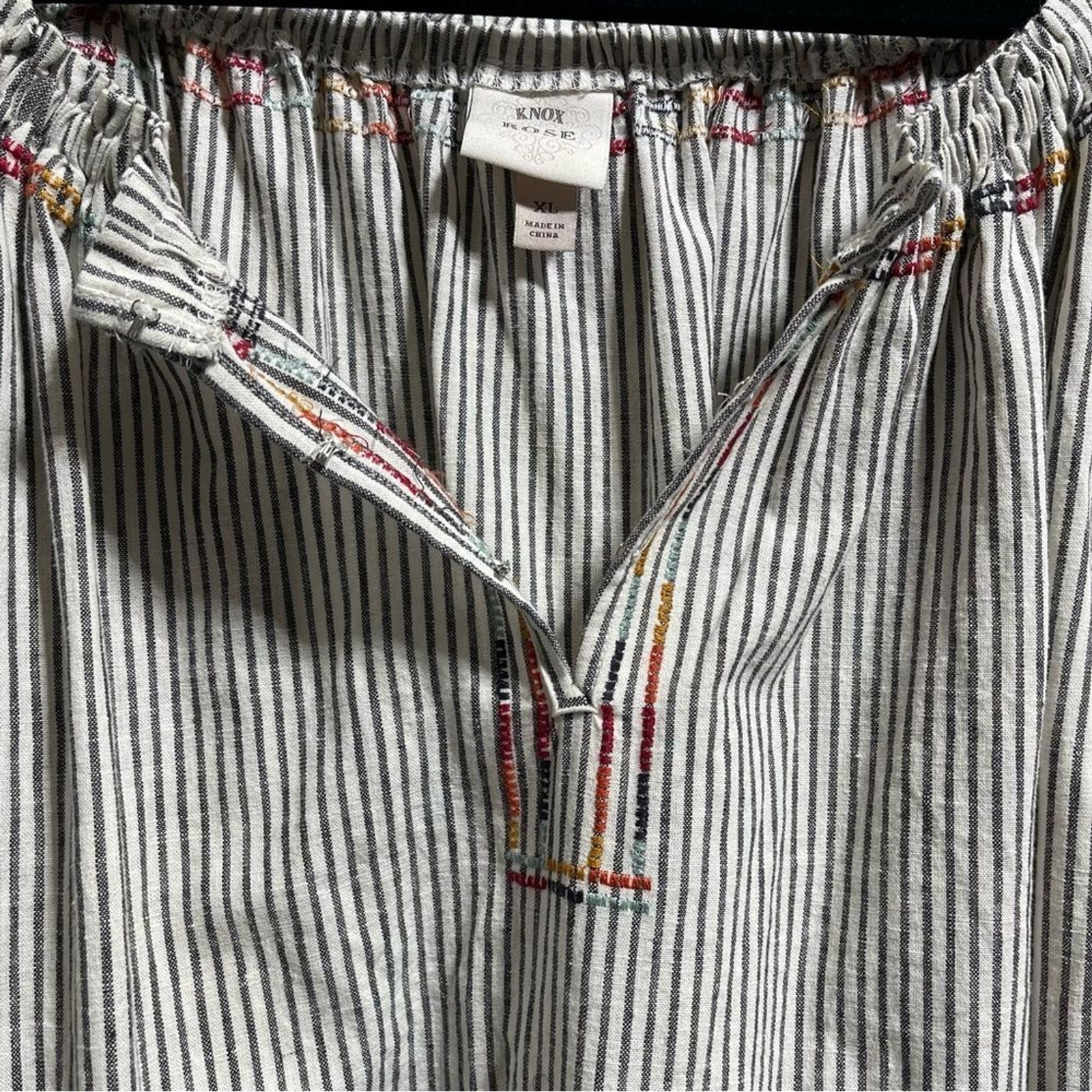 Knox Rose Linen Blend Embroidered Short Sleeve Boho D… Gem