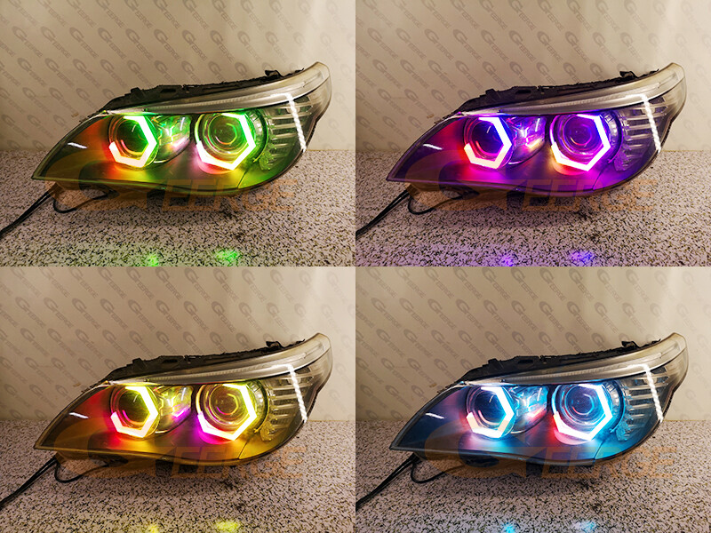 For BMW E60 E61 LCI BT APP Dynamic Multi Color RGB LED Angel Eyes Hex ...
