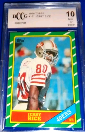 1986 Topps Football Jerry Rice Rookie Card #161 BCCG 10 Mint & Centered ...