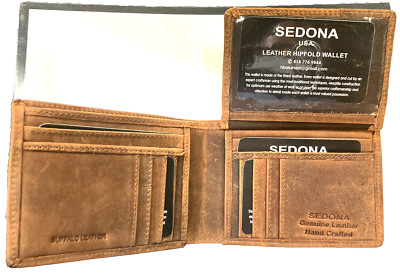 Bifold Buffalo Leather Wallet, 18 card slots, vintage finish, large id ...