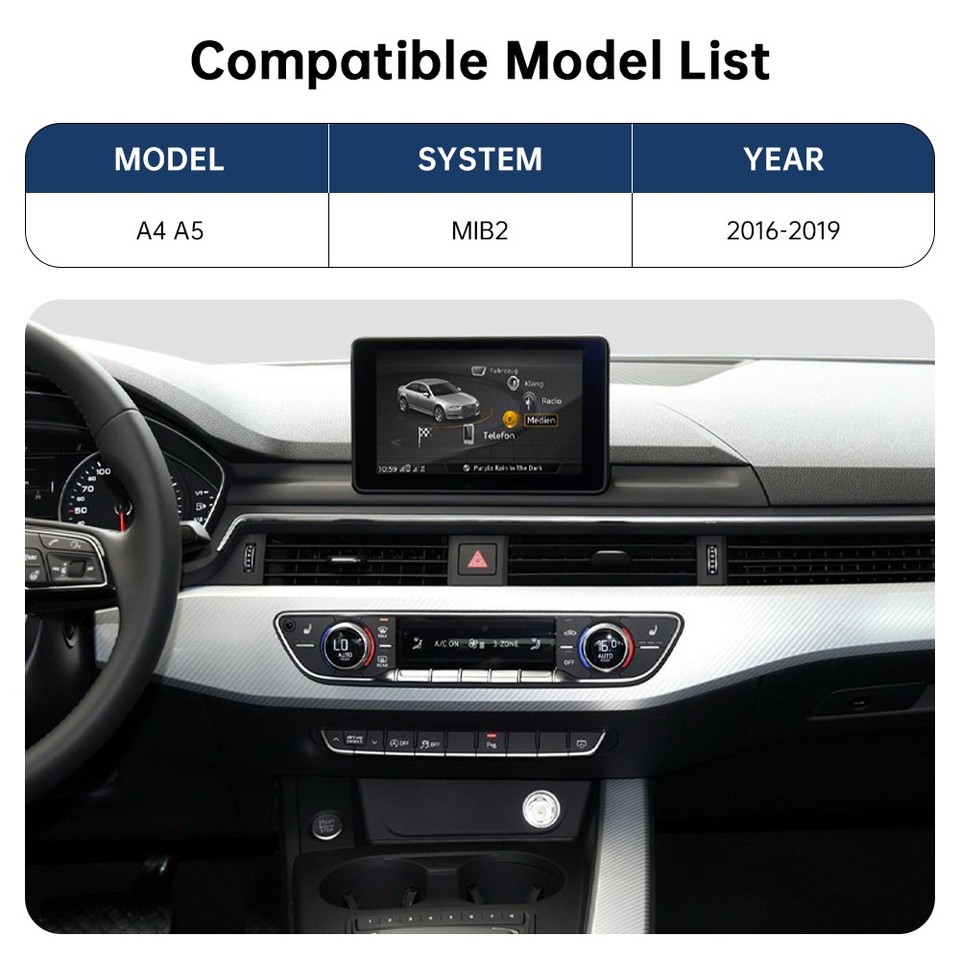 12.3" Wireless Screen Stereo Multimedia For Audi A4 A5 MIB CarPlay ...