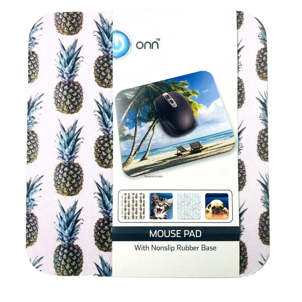 ONN Pink Black Non Slip Rubber Base Pineapple Fruit Print Desktop Tech ...