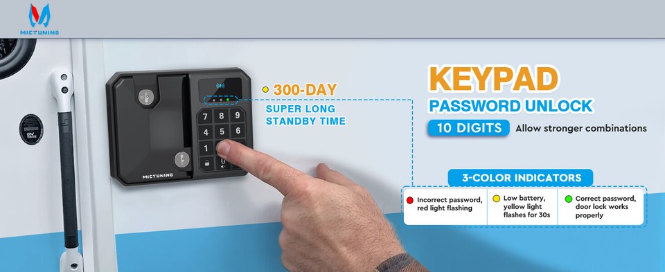 MICTUNING Keyless RV Door Lock Wireless Entry Keypad NFC RV Latch Lock ...