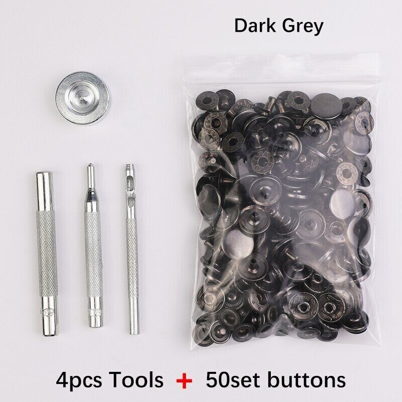 Snap Fasteners Kit for Leather 10mm Metal Button Snaps Press Studs with ...