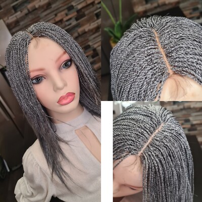 Grey Micro Twist Wig, Grey Wig, Grey Hair, Grey Braided Wig, Grey Lace ...