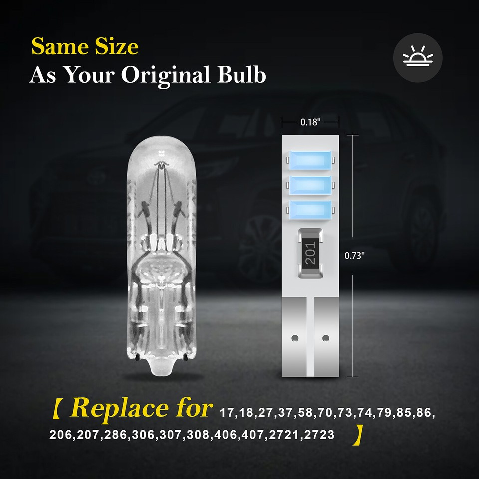 10pc T5 LED Bulb 37 LED Bulb Blue 2721 74 73 2723 Wedge Led Bulb Twist ...