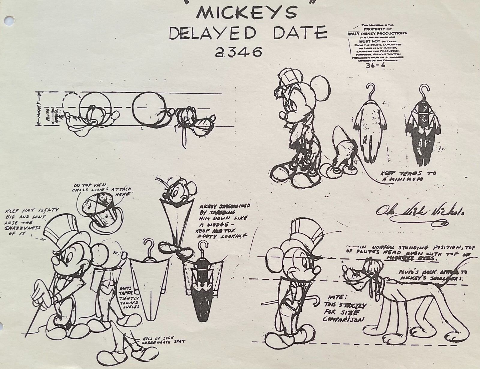 MICKEY'S DELAYED DATE 1947 MODEL SHEET Disney ANIMATION Research ...