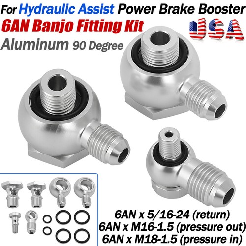 -6AN Banjo Fitting Adapter for HydraStop HydroBoost Hydraulic Brake ...