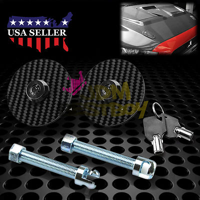 UNIVERSAL RACING Mount Bonnet Black Carbon Fiber Hood Pins Latch Key ...