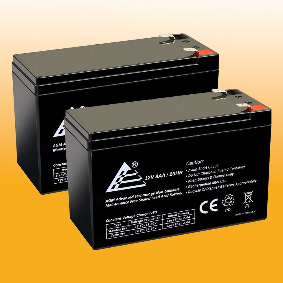 2 Packs: 12V 8Ah Razor Mini Electric Chopper C300, C 300 Bike Battery ...