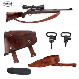 TOURBON Leather Cheek Riser Buttstock Recoil Pad Shooting Rifle Sling w ...