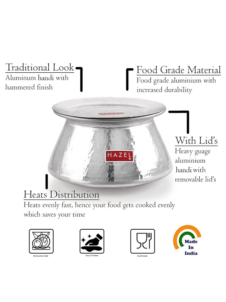 Aluminum Biryani Pot Hammered Finish Tope, Patila Handi Multipurpose ...