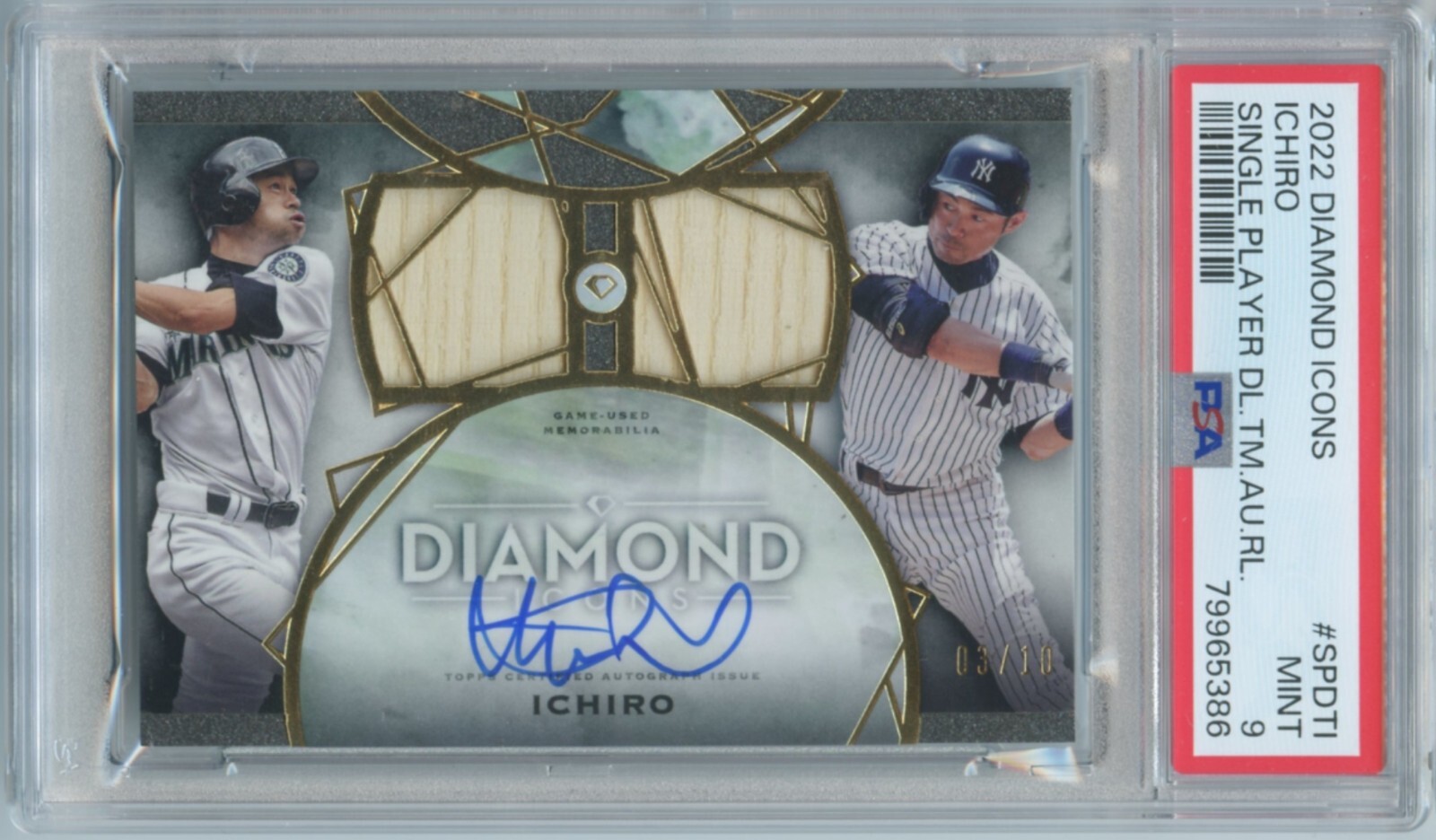 2022 Topps Diamond Icons Ichiro Dual Team Game Used Relic On Card Auto ...