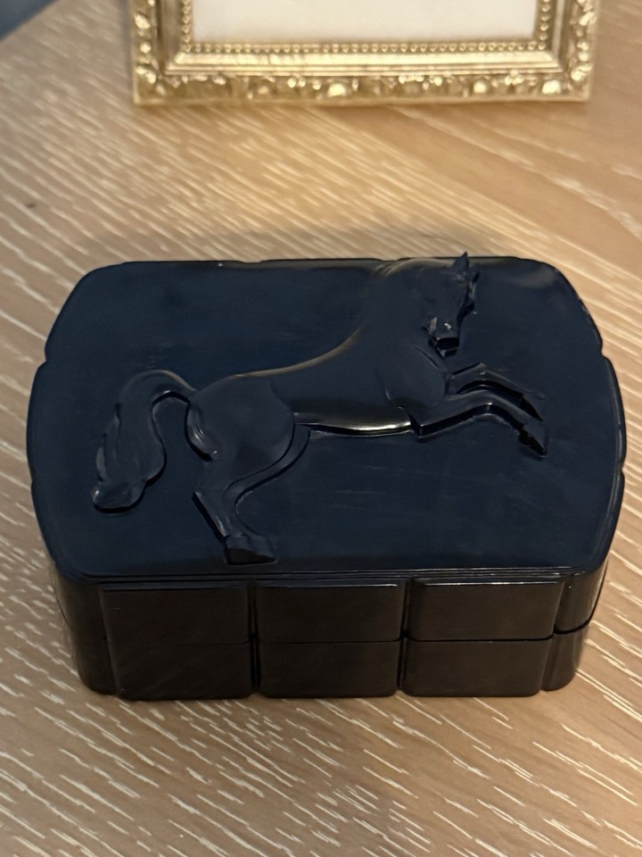 Vintage Hickok Black Bakelite Trinket Box With Art Deco Horse Design | eBay