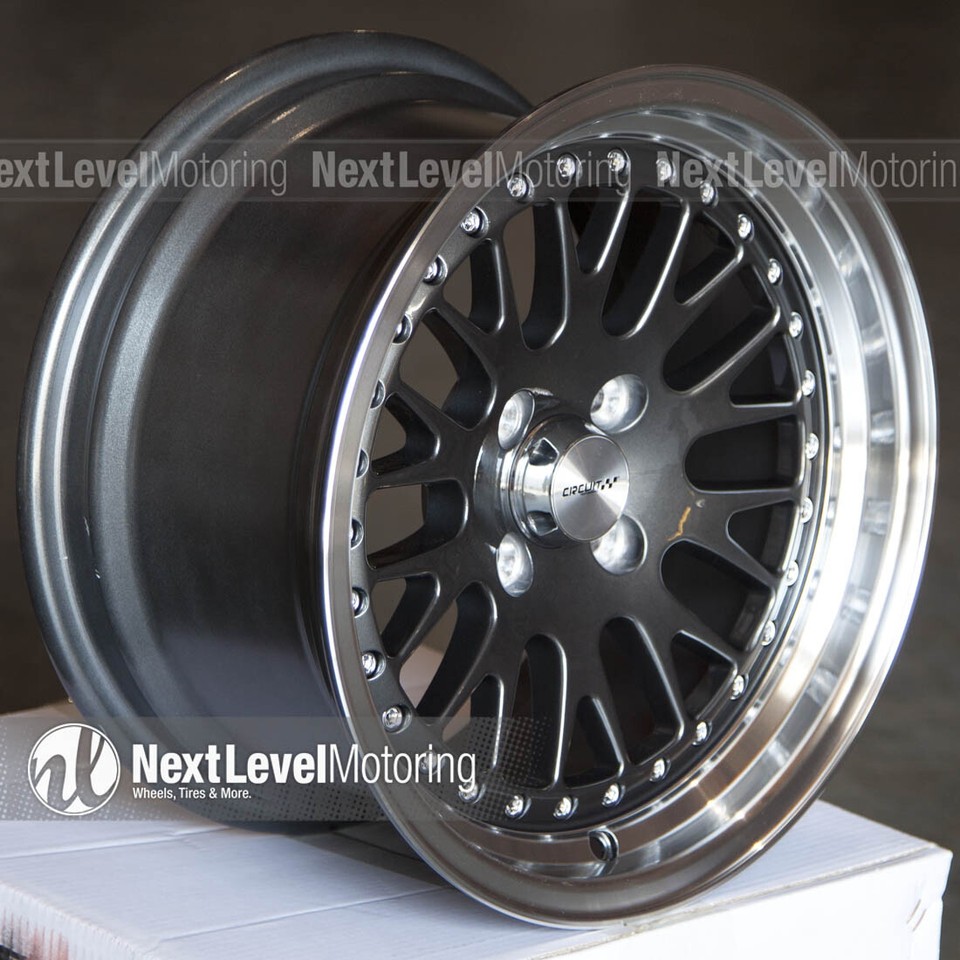 Circuit CP21 15×8 4-100 +25 Gloss Gun Metal Wheels Fits Acura Integra ...