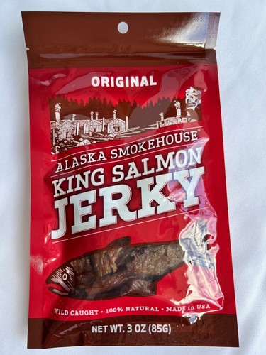 Alaska Smokehouse KING SALMON JERKY - Original, 3oz Bag - BRAND NEW ...