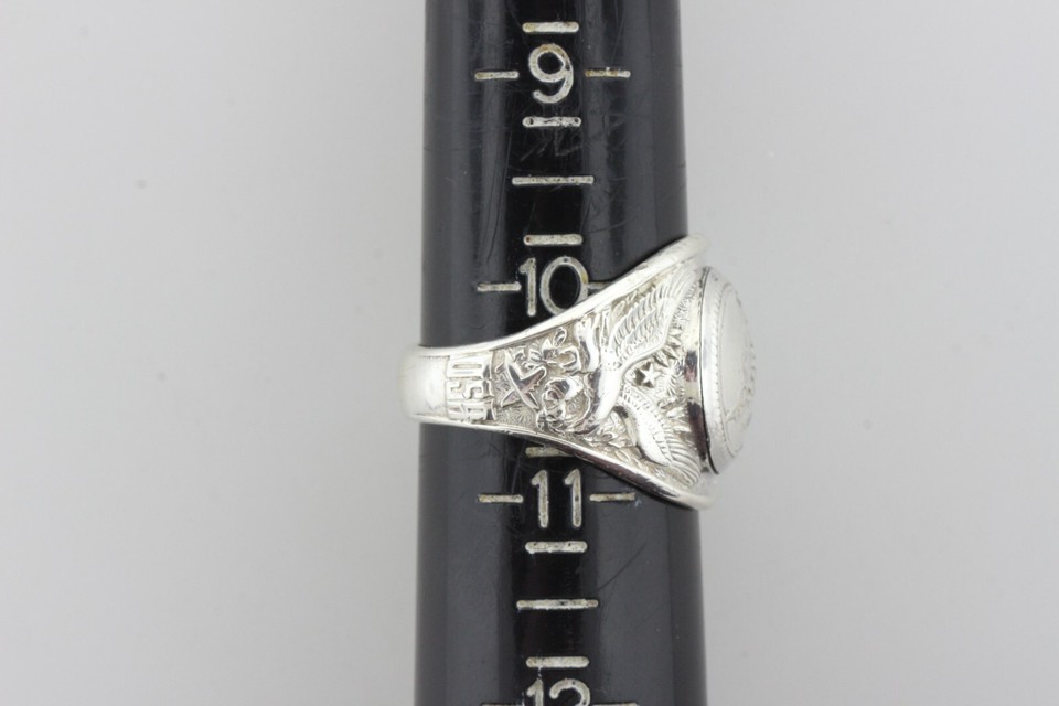Vintage Sterling Silver 925 USN US Navy Seabees Eagle Ring - Size 10.5 ...