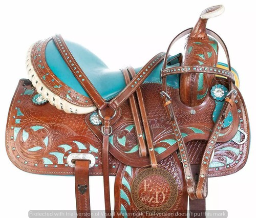 Western Barrel Pleasure Leather Horse Saddle Full Tack Set. Size-10"-18 ...
