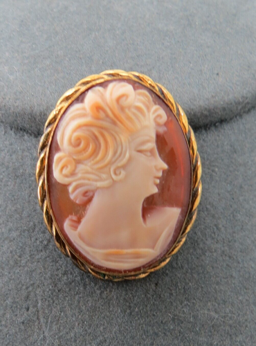 Vintage Marbro 12k Gold Filled Cameo Brooch Pendant Hand Carved Rope ...